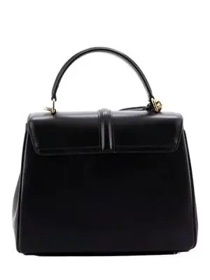 Celine 16 Top Handle Bag In Smooth Calfskin - Black