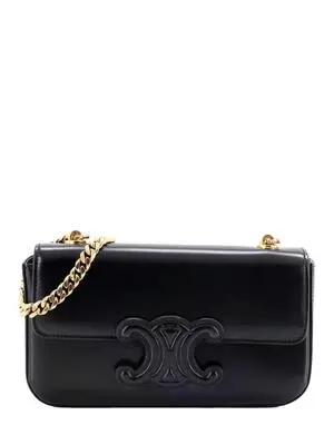 Celine Celine Triomphe Chain Leather Shoulder Bag Black