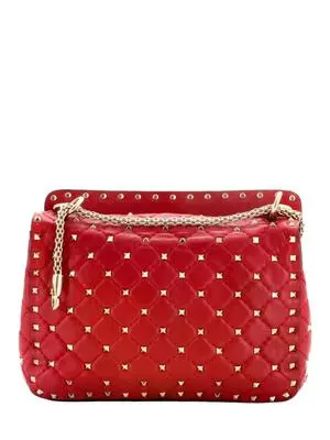 Valentino Garavani Rockstud Spike Flap Bag Quilted Leather Medium Crossbody Bag - Red