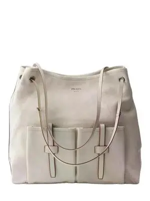 Prada Route Large Leather Bag - Neutrals