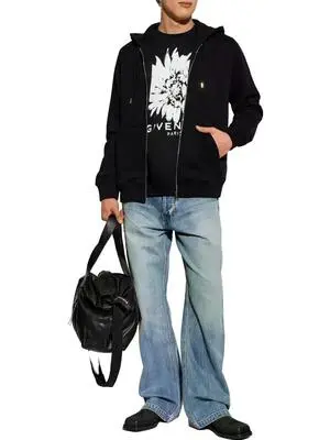 Givenchy Floral-print Logo-print T-shirt - Black
