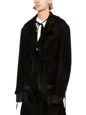 MIDORIKAWA Belted Raw-edge Jacket - Black