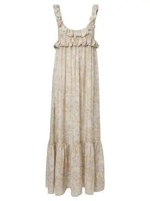 Chloé Floral Ruffled Silk Charmeuse Maxi Dress - Multicoloured