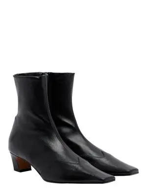 Khaite Nevada Leather Ankle Boots - Black