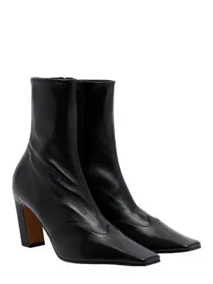 Khaite Nevada Leather Ankle Boots - Black