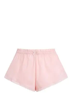 SKIMS Cotton-blend Poplin Apparel Shorts With Lace Trim - Pink