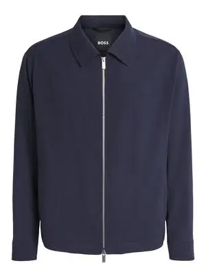 BOSS Wool-blend Zip-up Bomber Jacket - Blue