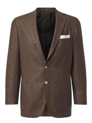Kiton Prince Of Wales Check Virgin Wool Blazer - Brown