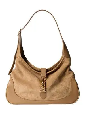 Gucci Jackie 1961 Medium Shoulder Bag Suede Beige