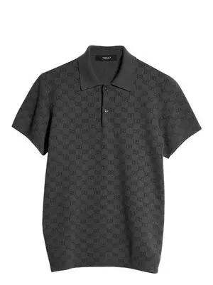 Gucci Gg Wool Silk Jacquard Polo Shirt - Grey