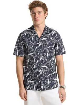 Michael Kors Floral Print Cotton Blend Shirt In Size By - Blue