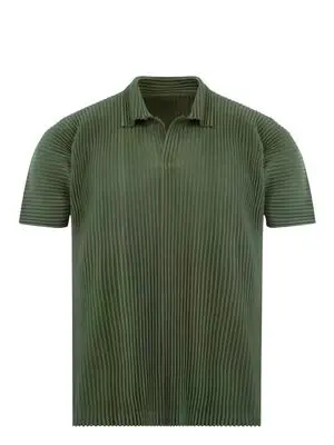 Issey Miyake Pleated-design Polo-collar T-shirt - Green