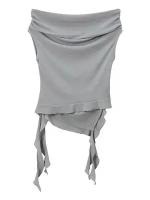 TOUT A COUP Ruffled Off-shoulder Top - Grey