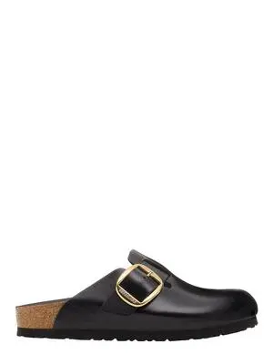 BIRKENSTOCK Boston Big Buckle Leather Clogs - Black