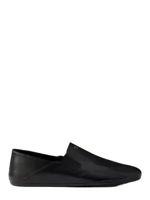 Prada Brushed Leather Collapsible Heel Loafers - Black