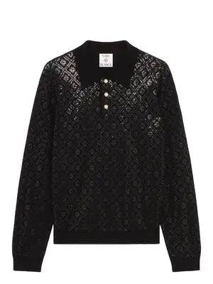 Casablanca Hotfix Monogram Merino Long Sleeve Polo Shirt - Multicolor