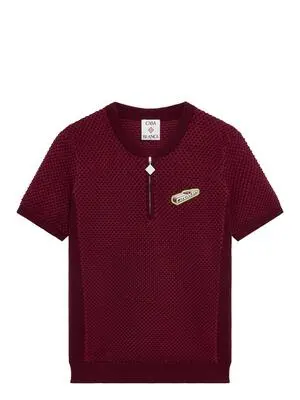 Casablanca Burgundy Jacquard Short Sleeve Polo Shirt - Multicolor