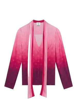 Casablanca Silk Blouse With Gradient Diamond Monogram - Multicolor