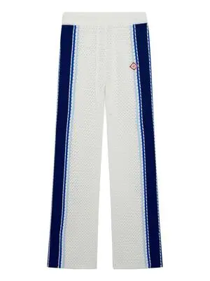Casablanca White & Striped Mesh Trousers - Blue