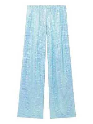 Casablanca Hotfix Silk Satin Trousers - Blue