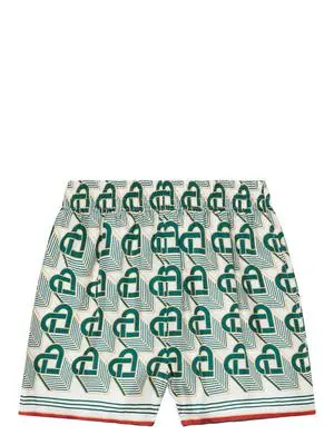 Casablanca Heart Monogram Silk Shorts - Green