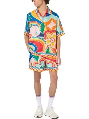 Casablanca Le Pouvoir Des Fleurs Silk Shorts - Multicolor