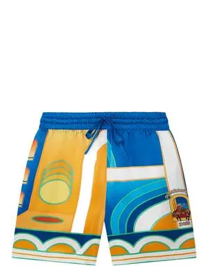 Casablanca Paysage Silk Shorts - Yellow