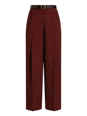 Dolce & Gabbana Pinstriped Trousers With Belt - Multicolor