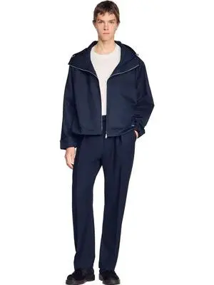 Sandro Zip-up Hooded Cotton Jacket - Midnight Blue