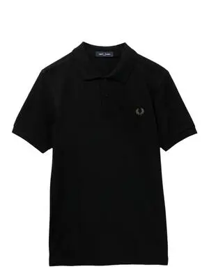 Fred Perry Logo-embroidered Short-sleeve Polo Shirt - Black