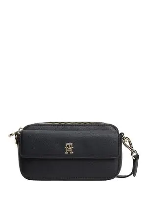 Tommy Hilfiger Monogram Pebbled Crossbody Bag - Black