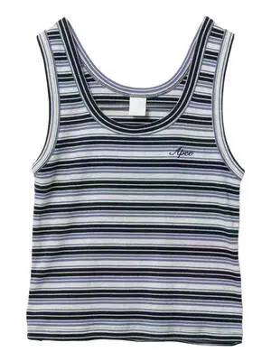 AAPE BY *A BATHING APE Apee™ A Bathing Ape® Logo Embroidered Striped Top - Blue