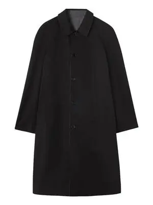 Burberry Reversible Wool Check Car Coat - Black