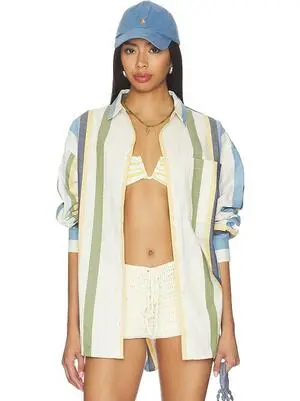 Joe's Jeans The Boyfriend Button Down Shirt - Azure Variegated Stripe