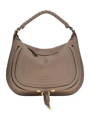 Chloé Chloé Marcie Shoulder Bag In Calfskin Beige