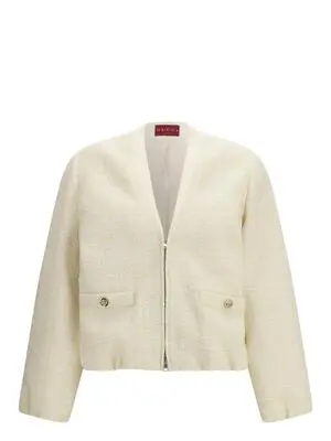Gucci Tweed Jacket With Gg Button Embellishments - Beige