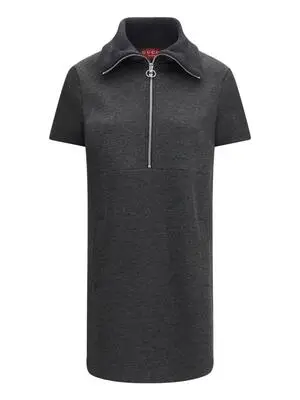 Gucci Short Sleeve Zip-up Dress - Grey