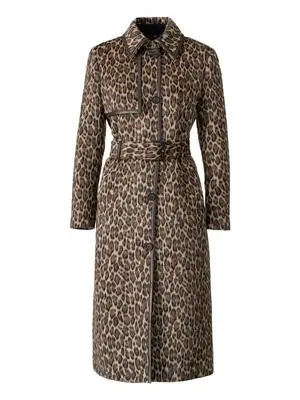 Mackage Zeva Long Wool Coat With Leather Trim - Light Camel Multi