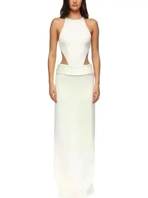 David Koma Sleeveless Belted Gown With Cut-out Details - White