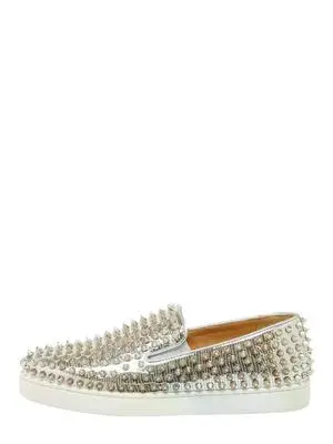 CHRISTIAN LOUBOUTIN Roller Boat Embellished Sneakers - Silver