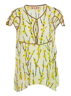 Marni Printed Silk Crepe Top - Neutrals