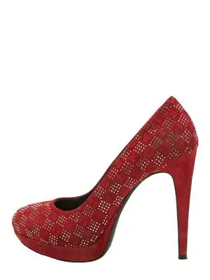 LORIBLU Crystal-embellished Suede Pumps - Red
