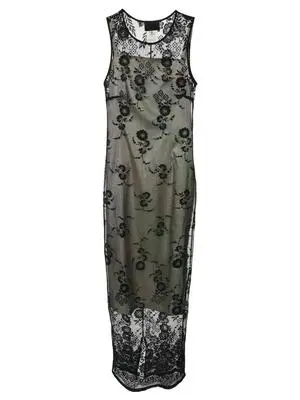 Dolce & Gabbana Floral Tulle Maxi Dress - Black