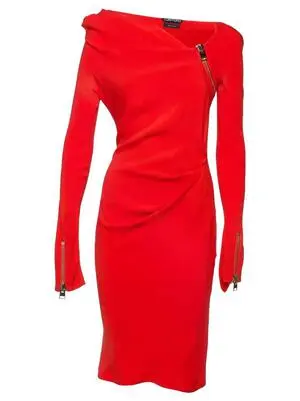 TOM FORD Draped Zip-detail Short Dress - Red