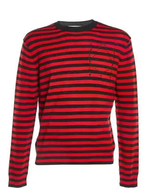 Alexander McQueen Striped Wool Knitted Sweater - Red