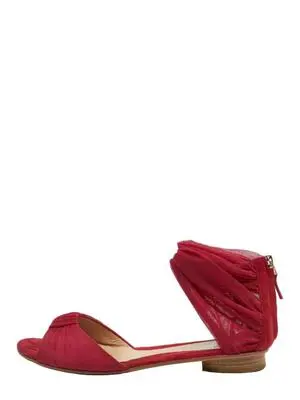 Fendi Mesh Suede Sandals - Red