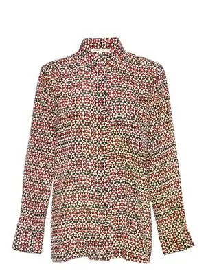 Maje Geometric-print Silk Shirt - Red
