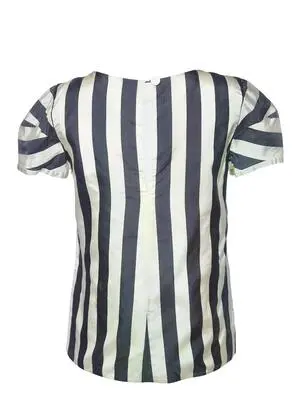 Emporio Armani Striped Silk Short-sleeve T-shirt - Neutrals