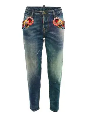 Dsquared2 Bead-embellished Straight-leg Jeans - Blue
