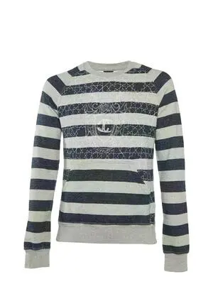 Just Cavalli Striped Logo-embroidered Sweatshirt - Grey